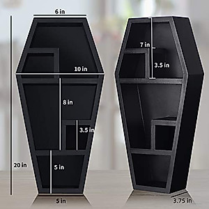 Gothvanity Coffin Shelf - Large - Gothic Decor for Display or Storage - 20X10X4 Inches -Wooden Shelf for Tabletop or Wall Hanging- Hardware Included- Black