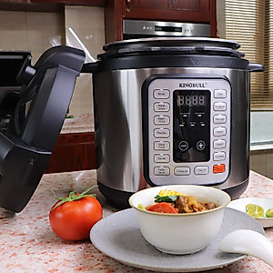 KINGBULL 12-in-1 Electric Pressure Cooker, Instant Multi-Use Non-Stick Pot, Slow Cooker, Rice Cooker, Steamer, Sauté, Yogurt Maker, Warmer &Delay Start,LED Screen& Manual(6QT)