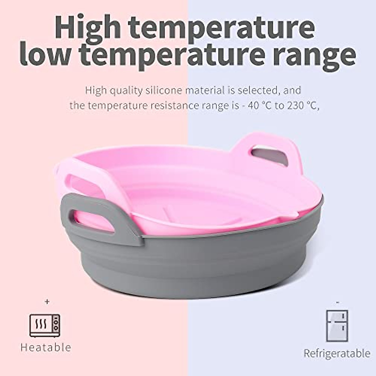 Qiaoer 3 Pack Air Fryer Silicone Liners,8.3 Inch Round Air Fryer Silicone Basket,Heat Resistant Easy Clean Air Fryer Oven Accessories,Foldable Reusable Silicone Bowl(Z03-Pink Green Grey)