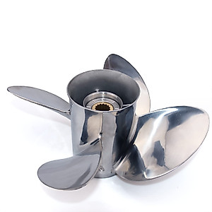 CAPTAIN 4 Blades Stainless Steel Boat Propeller fit Mercury, 13 Diameter x 19 Pitch, 15 Spline Tooth Outboard Engines Motor Prop, OEM RH Propellers for 40 50 70 Force 75 80 90 100 115 125 140 HP