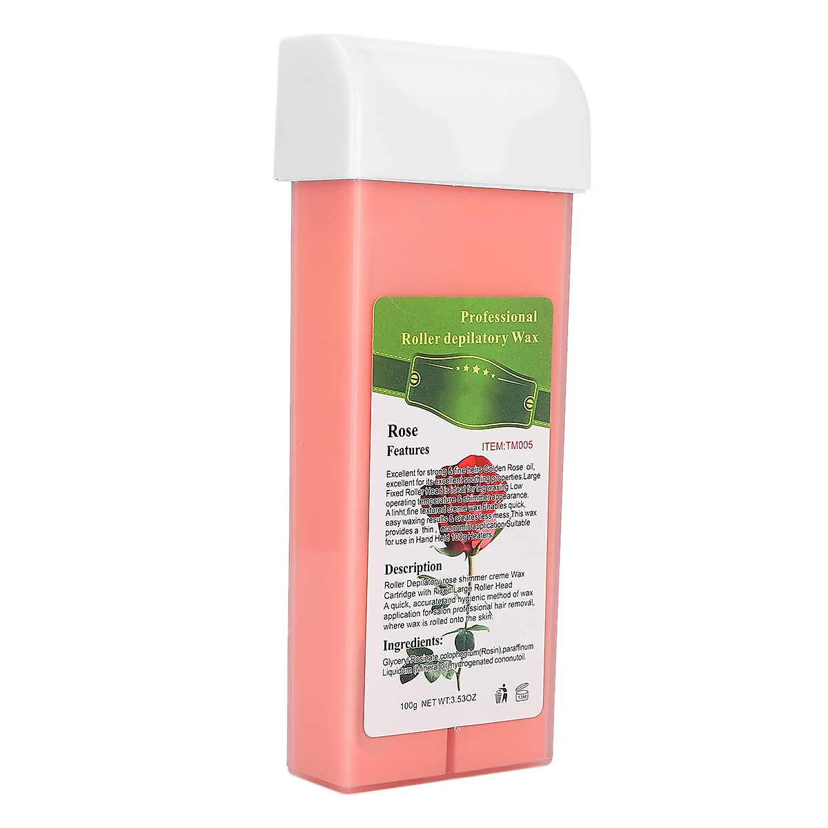 Roll-on Wax Cartridge Body Leg Chest Arm Bikini Armpit Hair Removal Wax Men Women Roller Depilatory Wax for Professional Salons and Home Self Waxing (100g)(Rose)