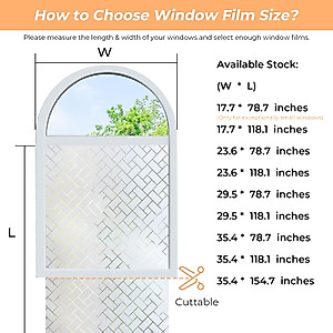 Coavas Window Privacy Film Non-Adhesive Privacy Window Film Frosted Glass Window Film Sun Blocking Window Film Heat Control UV Blocking for Home Office, 17.5 x 78.7 inches