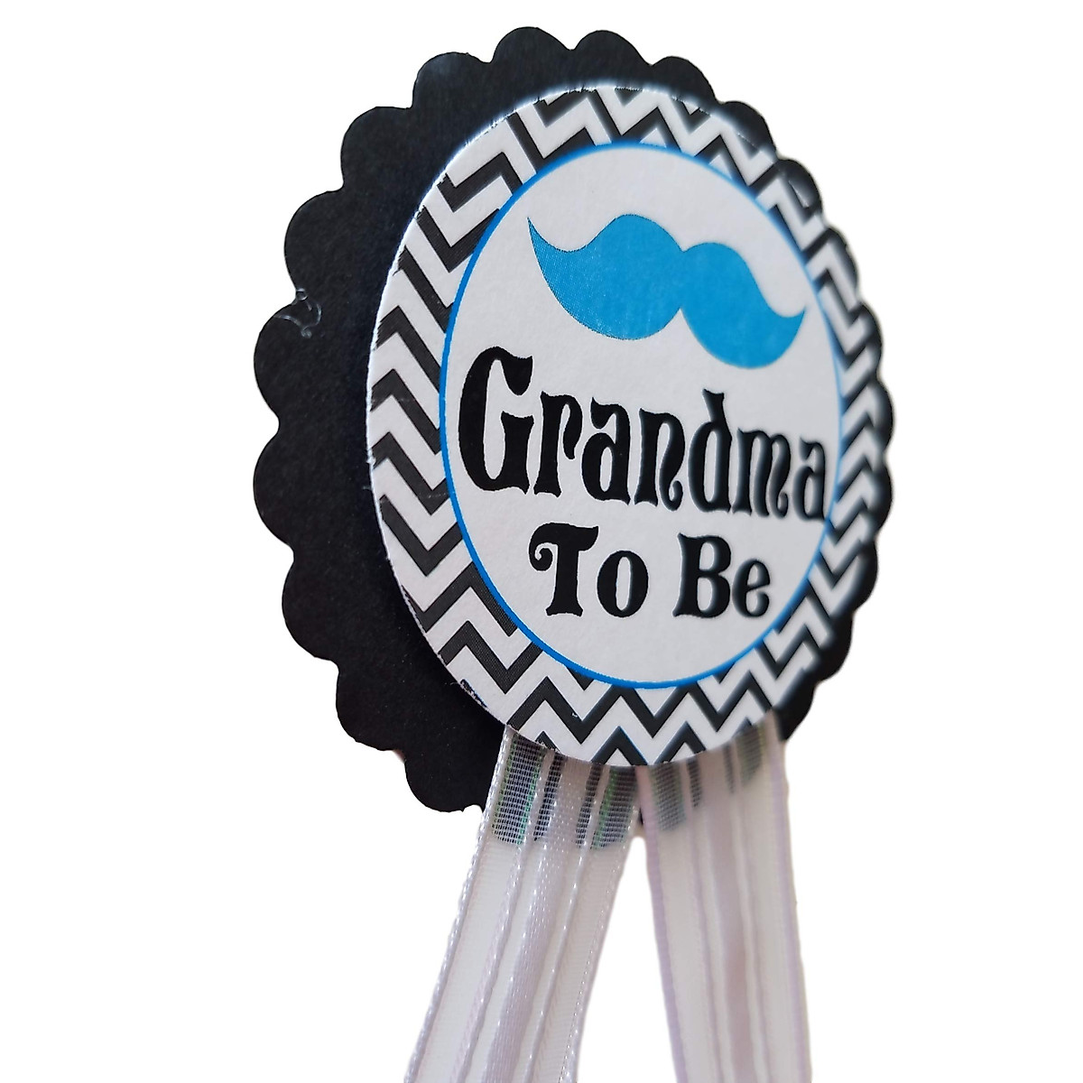 Grandma to Be Pin Mustache Baby Shower Little Man Blue & Black It's a Boy, Baby Sprinkle Gender Reveal