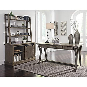 Signature Design by Ashley Luxenford Rustic Farmhouse 60" Home Office Desk with Drawers, Distressed Gray