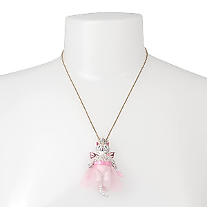 Betsey Johnson Cat Fairy Pendant Slider Necklace,Pink,373163GLD650