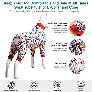 LovinPet Dog Pajamas Size XXL - Space Snow Prints, Lightweight Pullover Large Puppy Pajamas, Full Coverage Dog Pjs, Large Dog Onesie,White XXL