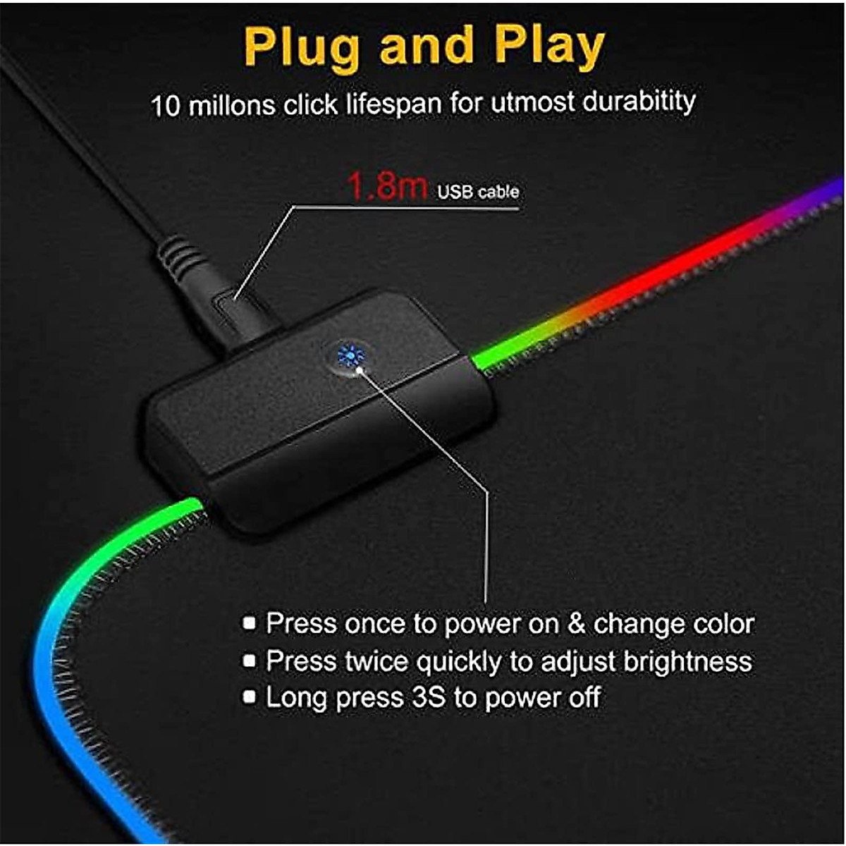 Gaming Mouse Pads Oversized Led Zero Two Mouse Pad Large RGB Mice Pad Computer Keyboard Pad Extended Desk Pad with Stitched Edge Frame 300X600Mm