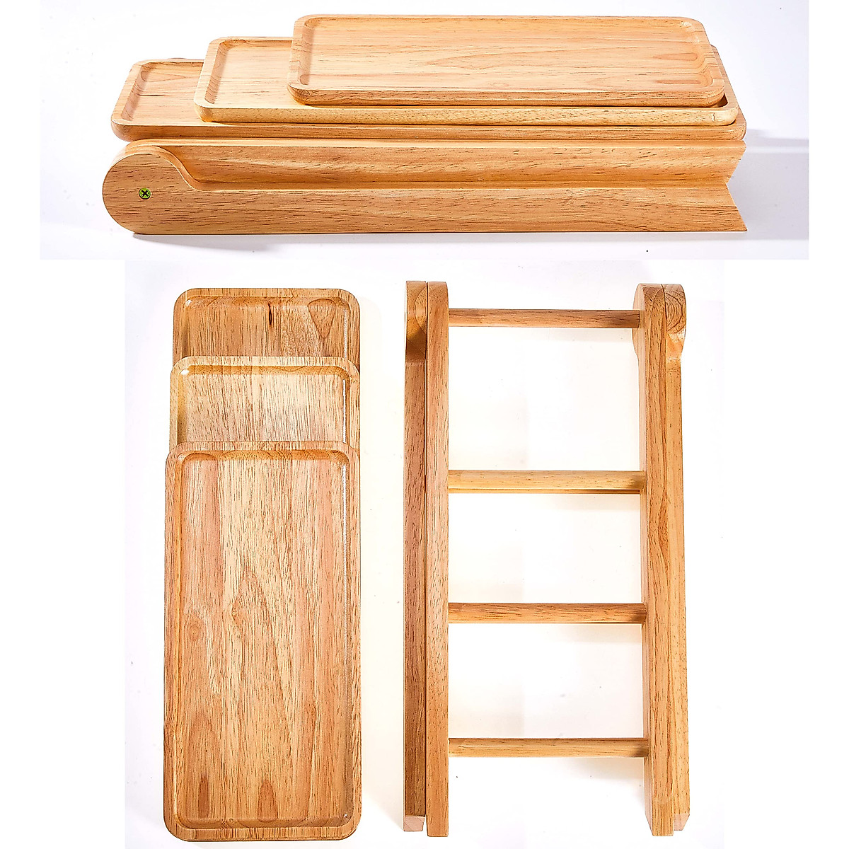 Noriginalic Appetizer Serving Tray Parawood Charcuterie Boards 3 Tier Serving Tray Dessert Table Display Set