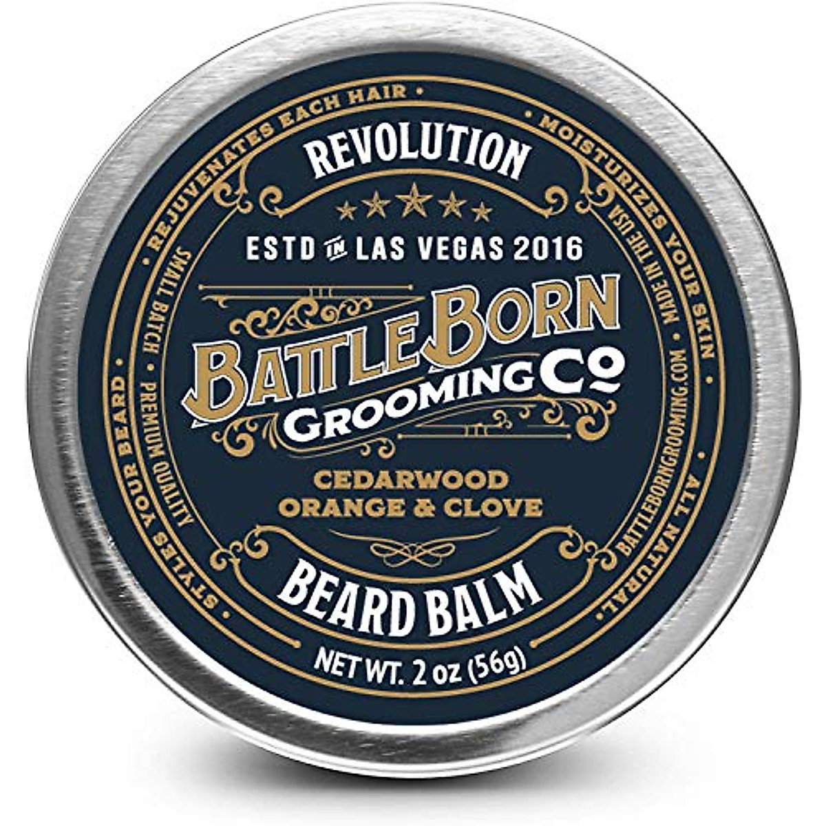 Battle Born Grooming Co Revolution Beard Balm (Cedarwood/Orange/Clove, 2 oz) | All Natural Beard Conditioning Balm