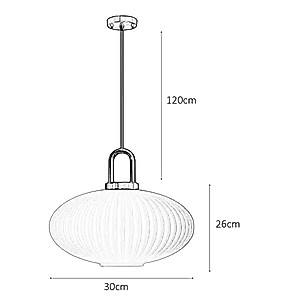 Debbte Industrial Vintage Pendant Lighting with Ribbed Glass Lamp Shade and Bronze Finish, Modern Retro Ceiling Light Hanging Lamp for Bedside Dining Table Kitchen Island (Transparent, 11.8")