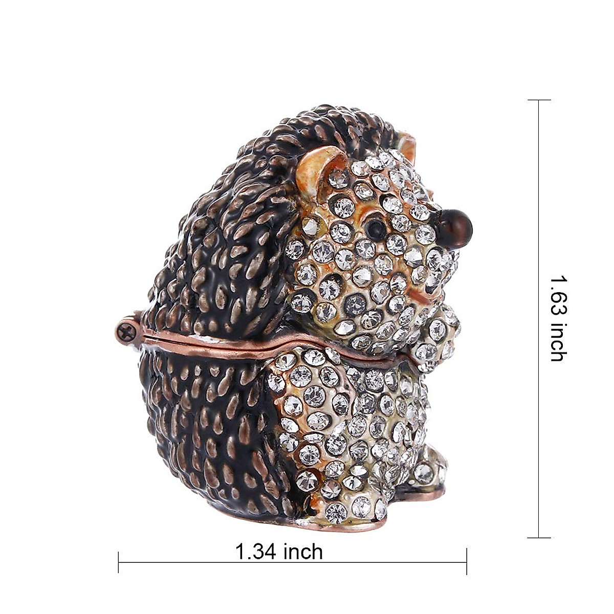 Hand Painted Enamel Hedgehog Trinket Box, Hinged Jewelry Box Unique Mini Ring Necklace Jewelry Organizer, Classical Bejeweled Storage, Figurine Collectible Keepsake Home Decor (Couple Hedgehog)