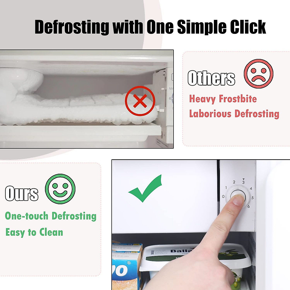 Frestec Mini Fridge with Freezer, 3.2 Cu.Ft Mini Refrigerator with One-touch Easy Defrost,37 dB Low Noise, Compact Small Refrigerator for Dorm, Bedroom, Office (Black)