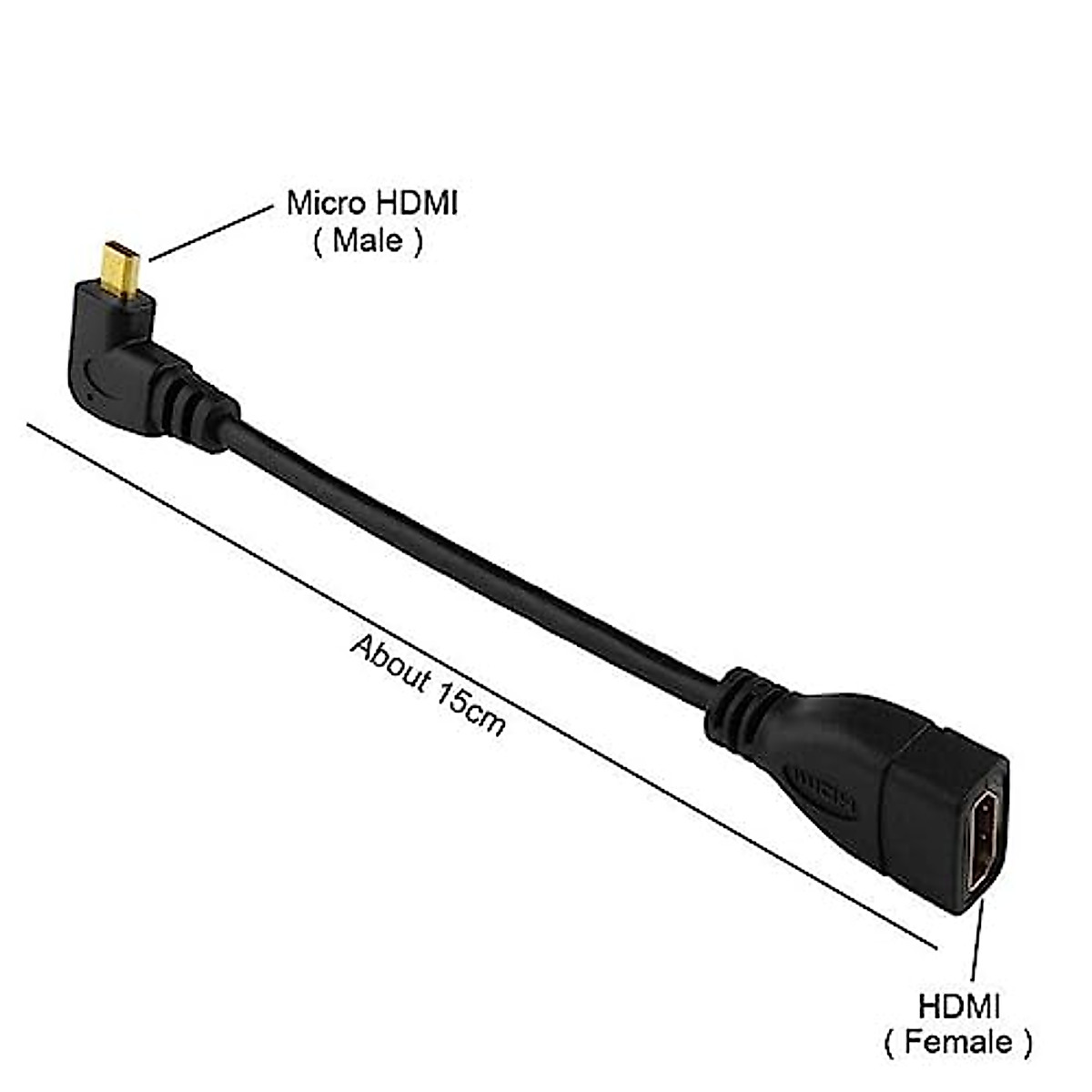 ChenYang Micro HDMI Male to HDMI Female 4K60hz HDTV 90 Degree Left Angled Cable Adapter for Displays Monitor Camera 10cm