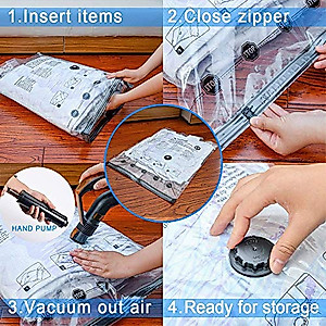 SUOCO Vacuum Storage Bags (8 Jumbo), Space Saver Bags for Clothes, Bedding, Pillows, Comforters, Blankets Storage, Vacuum Sealer Compression Airtight Bags with Travel Hand Pump