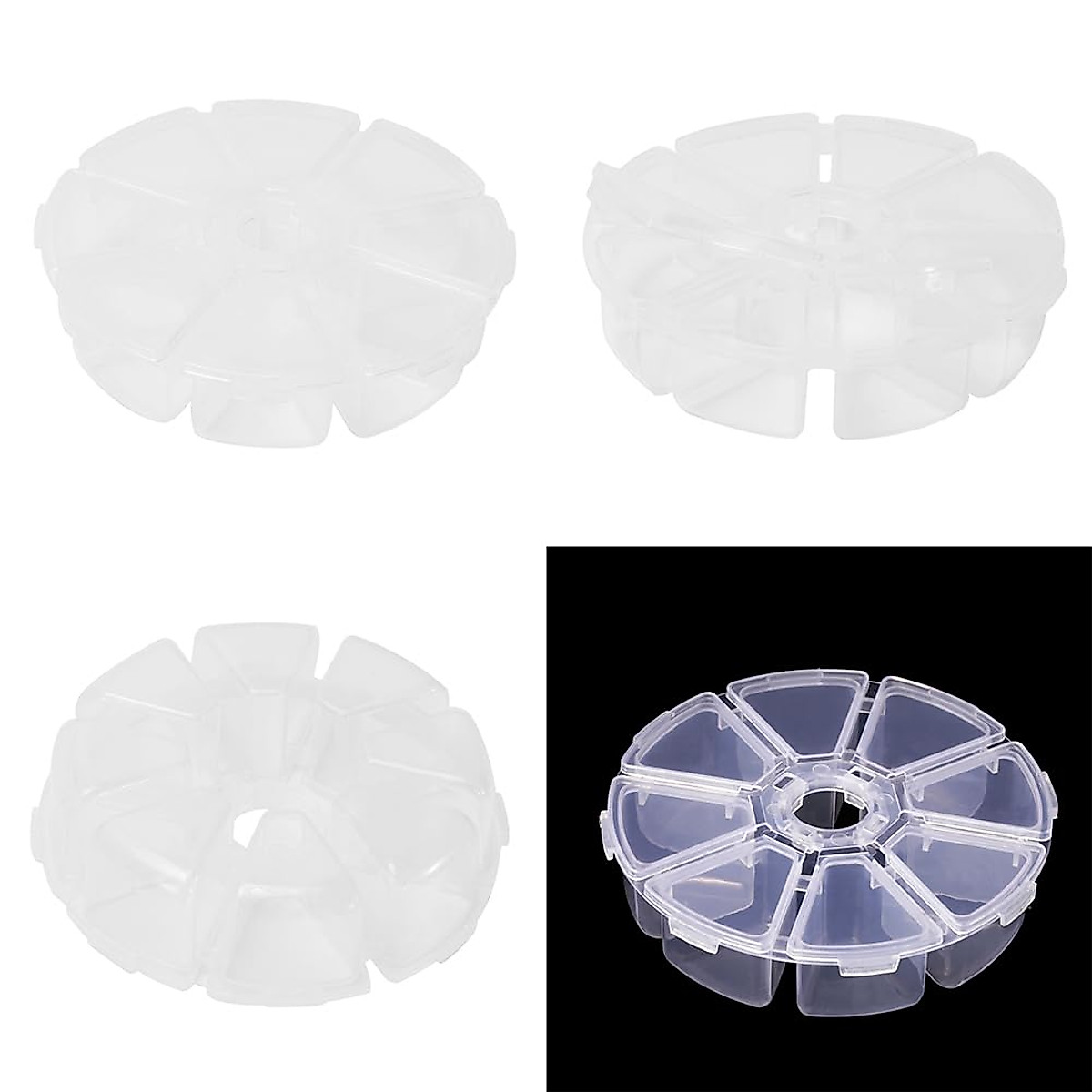Nut Trays 4PCS 8 Grids Jewel Case Plastic Transparent Round Shape Jewelry Storage Organizer Container for Rings Earrings Clear Organizer