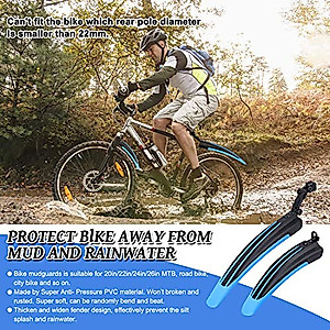 TAGVO Bike Fender Set, 2 Parts-Universal Full Cover Thicken Widen Bicycle Mudguard Set Mountain Bike Front and Rear Mud Guard Portable Adjustable Bike Fender Mudflap for MTB Mountain Road Bike