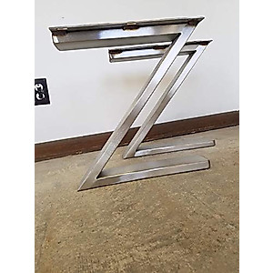 Brushed Stainless Table Legs, Z-Shaped - Any Size