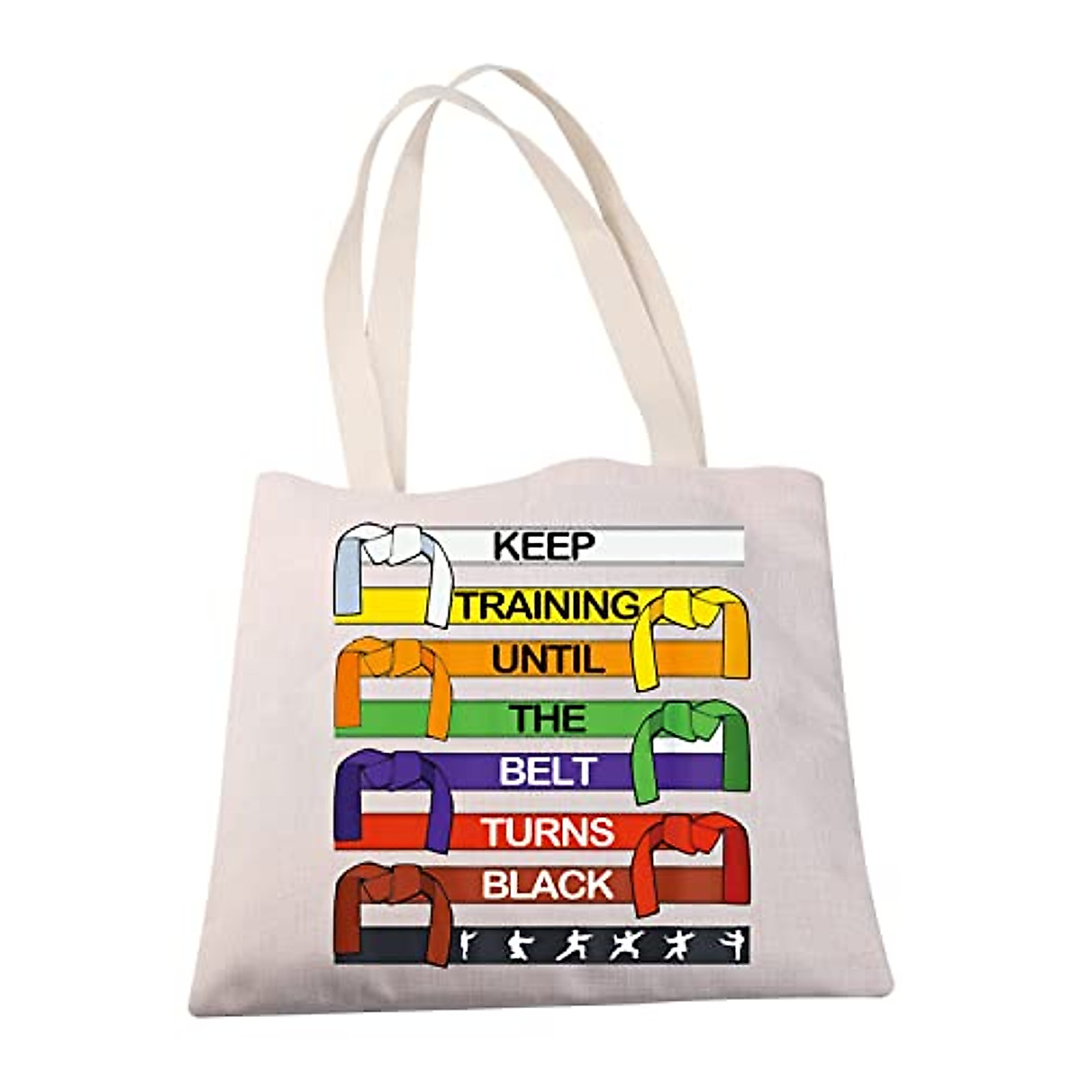 MBMSO Karate Tote Bag Keep Training until the Belt Turns Black Tote Bag Karate Girl Gifts Taekwondo Gifts Martial Arts Gifts (Karate TB)