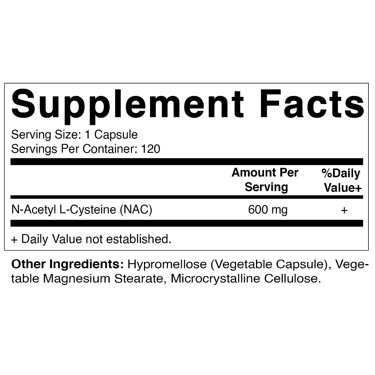 Vitamatic NAC N Acetyl L-Cysteine 600 mg 120 Veg Capsules