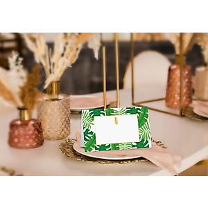 Table Place Card, Tropical Hawaiian Themed Tent Style Cards, Pack of 25 Half-Fold Reception Place Cards, Perfect for Hawaiian Luau Party, Wedding, Bridal & Baby Shower, Birthday A32