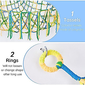 Basumee Stuffed Animals Net or Hammock Toy Storage Organizer Toy Hammock Hanging Stuffed Animals Storage Holder with Tassels for Nursery Kids Bedroom Room Wall Décor, Yellow-Green