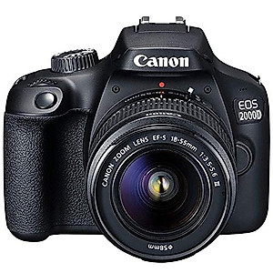 EOS 2000D / Rebel T7 Camera with EF-S 18-55mm f/3.5-5.6 III Lens (Black) + 16GB Memory Card + Pixi Basic Accessories (Renewed)