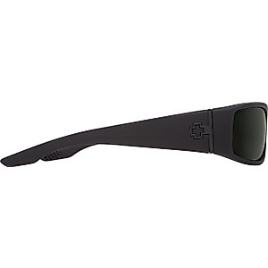 SPY Cooper XL, Rectangular Wrap Sunglasses, Color and Contrast Enhancing Lenses, Matte Black - Grey Polarized Lenses