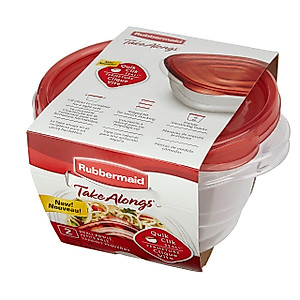 Rubbermaid TakeAlongs Small Bowl Food Storage Containers, 3.2 Cup, Tint Chili, 2 Count