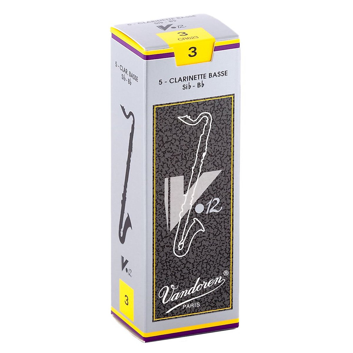 Vandoren CR623 Bass Clarinet V.12 Reeds Strength 3; Box of 5