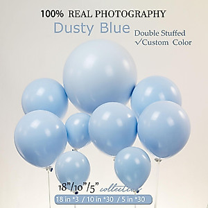 KOZEE Dusty Blue Balloons Double-Stuffed light blue balloon Different sizes 63 PACK 18+12+10+5 inch 2-layers balloon for Birthday Boby baby shower Anniversary decorations