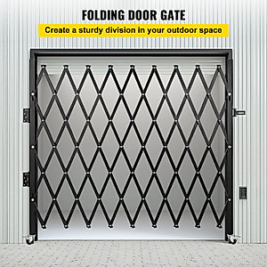 VEVOR Single Folding Security Gate, 87" H x 94" W Folding Door Gate, Steel Accordion Security Gate, Flexible Expanding Security Gate, 360° Rolling Barricade Gate, Scissor Gate/Door with Padlock