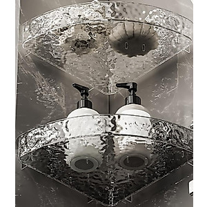 Generic Raidley No Drill Clear Wall Caddy, No-Drill Clear Wall Caddy Drill-Free Removable, Multifunctional Triangle Storage, Storage Rack for Kitchen, Bathroom (Grey 2Pcs), aq3534