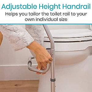 Vive Toilet Safety Rail Frame - Grab Bars for Bathroom - Fall Prevention - Adjustable Non Slip for Adults, Seniors, Elderly, Disabled, Handicapped - Padded Handle Support - Medical Device for Home Use