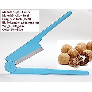 Craftbin Supari Cutter- Sudi, Betel nut Cutter Size 7" inches (MS Steel) Cyan- Sky Blue