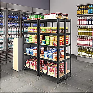 Topeakmart 2PCS Storage Shelves 5 Tier Adjustable Metal Shelving Unit Utility Shelves Garage Storage Racks for Warehouse Garage Pantry Kitchen- Black, 35.5 x 12 x 71 Inch