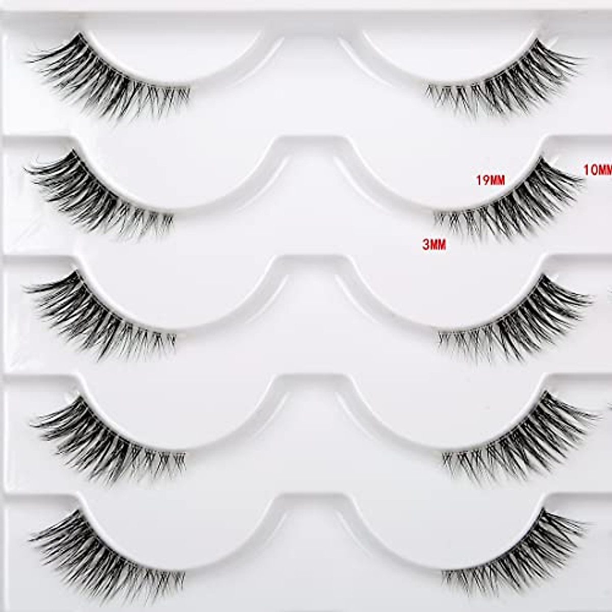 Half False Eyelashes with Clear Band Wispy Cat Eye Look Natural Short Accent Lashes Faux Mink Fake Eyelashes 14 Pairs Pack