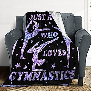 Just A Girl Who Loves Gymnastics Throw Blanket 50"X40" Soft Flannel Blankets for Bed Couch Plush Cozy Blanket for Adults Micro Fleece Throws