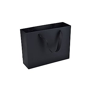 HUAPRINT Black Paper Bags,Shopping bags with Ribbon Handles,20Pcs,10.6x8.3x3.1,Craft Gift Bags for Clothes,Bulk Lunch Bags,Retail Bags,Party Favor Bags,Merchandise Business Bags,Wedding Bags