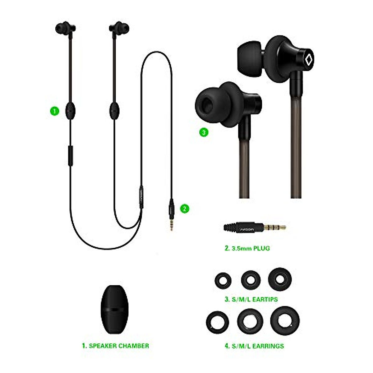 Aircom A3 Active Air Tube Headphones - Radiation-Dampening Wired Sports Earbuds with Airflow Audio Technology for Premium Sound and EMF Protection – Yellow