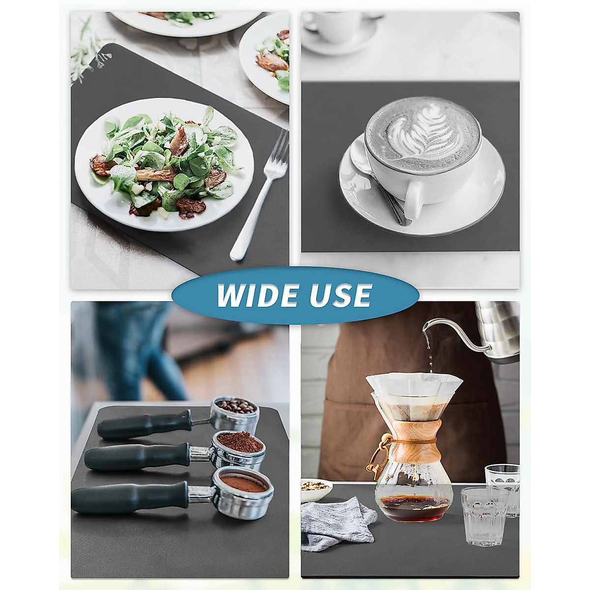 AMOAMI-Coffee Mat Hide Stain Rubber Backed Absorbent Dish Drying Mat for Kitchen Counter-Coffee Bar Accessories Fit Under Coffee Maker Coffee Machine Coffee Pot Espresso Machine Dish Rack 12"x19