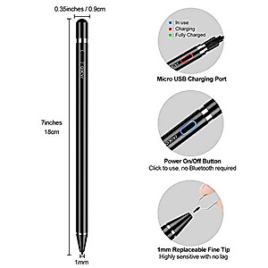 MEKO Upgraded Fine Tip Stylus Pen with Palm Rejection, Compatible for 2018&2019&2020 Apple iPad Pro 11/12.9 Inch 3rd&4th Gen, iPad 6th/7th/8th Gen/Air 3rd/4th Gen/Mini 5th Gen Digital Pencil -Black