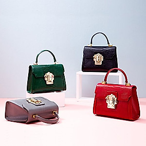 LA'FESTIN Cross body Leather Tote Bags for Women Green Shoulder Purses Medium