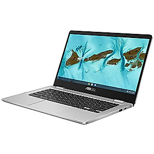 ASUS 14 C424MA Chromebook Laptop, 14" FHD Anti-Glare, Intel Celeron N4020 Processor, 4GB LPDDR4 RAM, 128GB eMMC, 802.11AC WiFi, Bluetooth 5.0, Type-C, Webcam, Silver, Chrome OS, 64GB Flash Drive