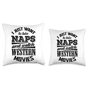 Funny Movie Lover Gifts & Movie Fan Outfits Funny Western Lover Graphic Women and Men Movie Fan Throw Pillow, 16x16, Multicolor