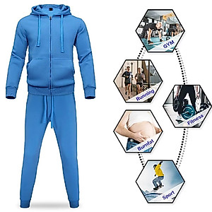Megub hooded tracksuit set for men Athletic warm sweatsuit Full Zip fleece jogger suit casual Sport outfits M-5X BIG(light blue,XL)