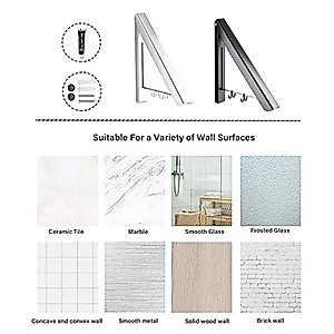 OnlyOne Select Retractable Clothes Rack Wall Mount, Folding Clothes Hanger Drying Rack, for Laundry Room Closet Storage Bathroom Bedroom Organization (Silver)