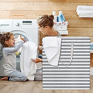 WOWBOX 100L [2 Pack] Laundry Baskets, Freestanding Laundry Hamper with Long Reinforced Handles, Large Waterproof Clothes Hamper Organizer, Collapsible Lightweight Hampers for Laundry,Clothes,Toys,Grey