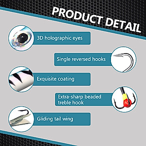 BASSDASH Ice Fishing Lures with Glide Tail Wings Winter Ice Jigging Fishing Jigs for Bass Perch Walleye Pike