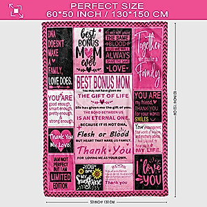 Shanfeirui Bonus Mom Gifts, Bonus Mom Blanket, Step Mom, Step Mom, Step Mom Gift Ideas, Best Step Mom, Birthday Gift for Step Mom, Step Mom Throw Blanket 60" x 50”