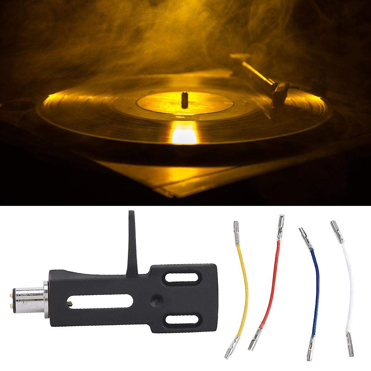 Universal Record Player Headshell Phonograph Turntable Replacement Headshell with 4pcs Wires for Record Player